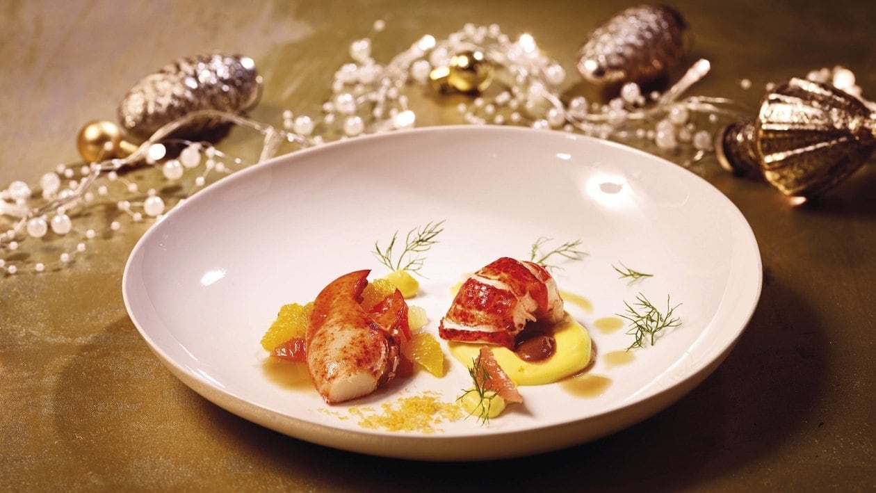 Homard aux agrumes et émulsion d'épices : Homard Agrumes